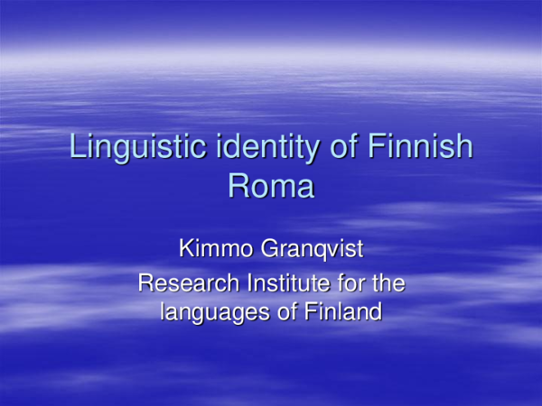 (PDF) The Linguistic Identity of the Finnish Roma