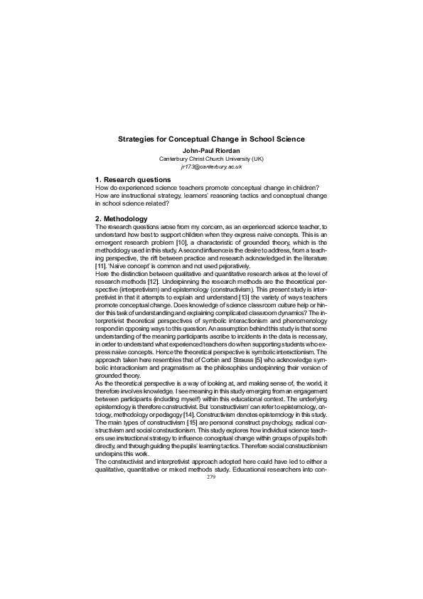 (PDF) Strategies for conceptual change in school science