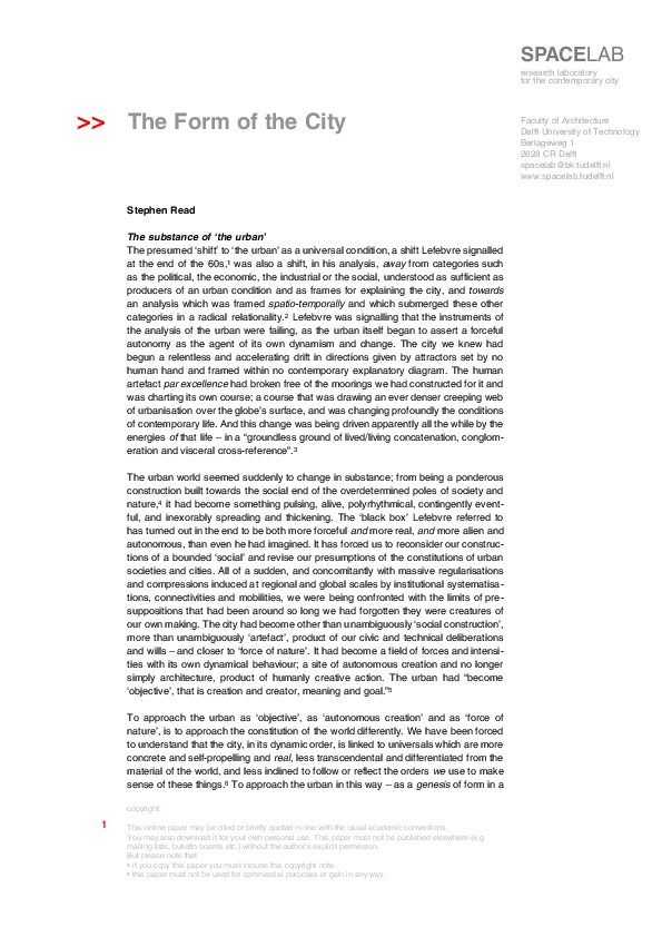 (PDF) The form of the city