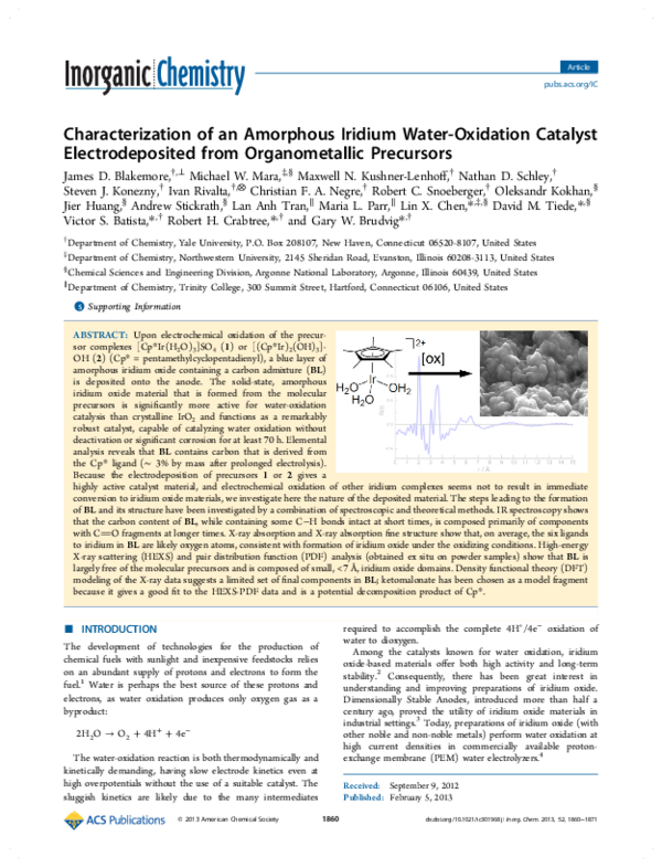 (PDF) Characterization of an Amorphous Iridium Water-Oxidation Catalyst ...