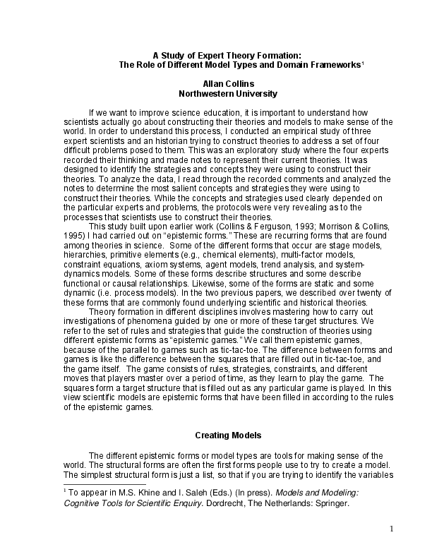 (DOC) A Study of Expert Theory Formation