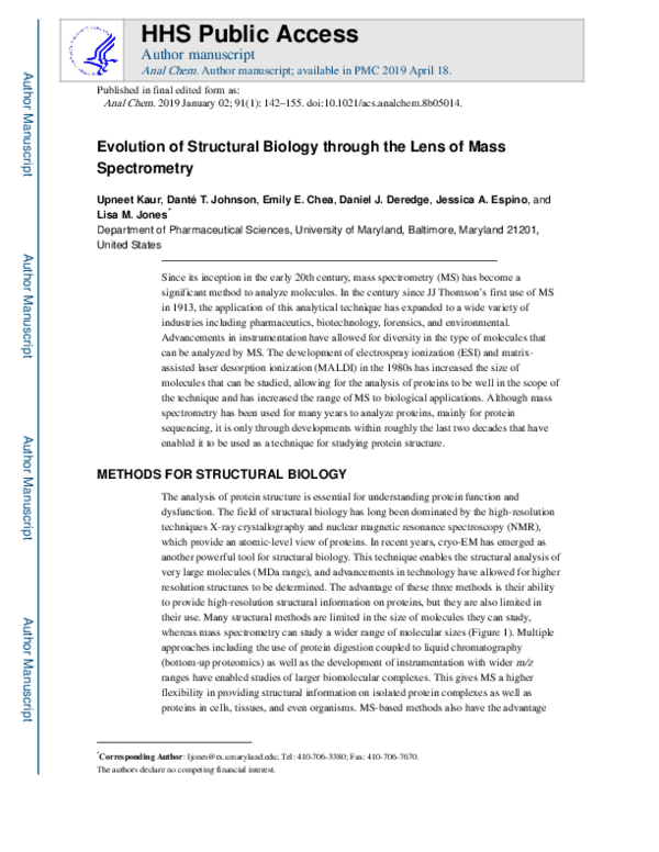 (PDF) Evolution of Structural Biology through the Lens of Mass Spectrometry