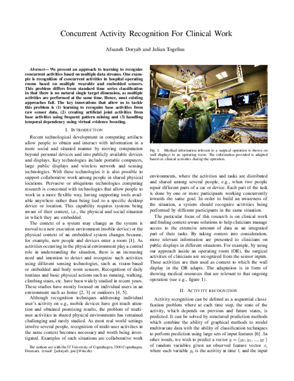 (PDF) Concurrent Activity Recognition for Clinical Work