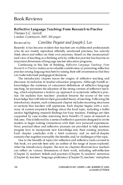 (PDF) Review of "Reflective Language Teaching: From Research to ...