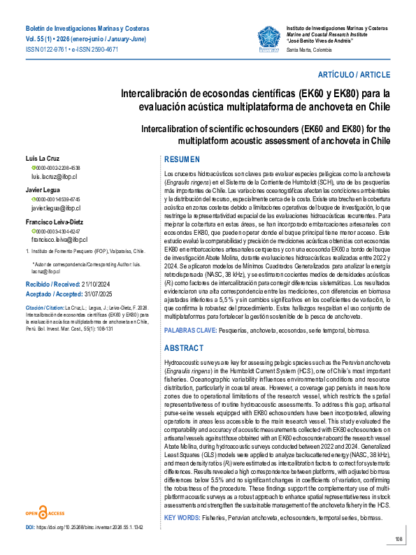 (PDF) Intercalibración de ecosondas científicas (EK60 y EK80) para la ...