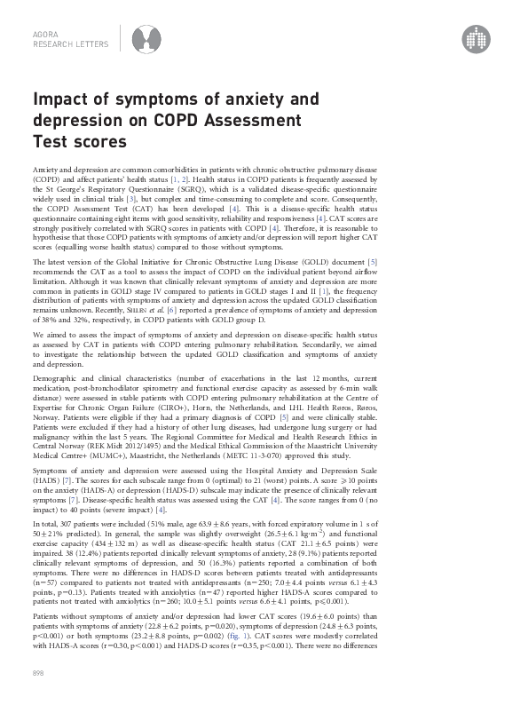 (PDF) Impact of symptoms of anxiety and depression on COPD Assessment ...