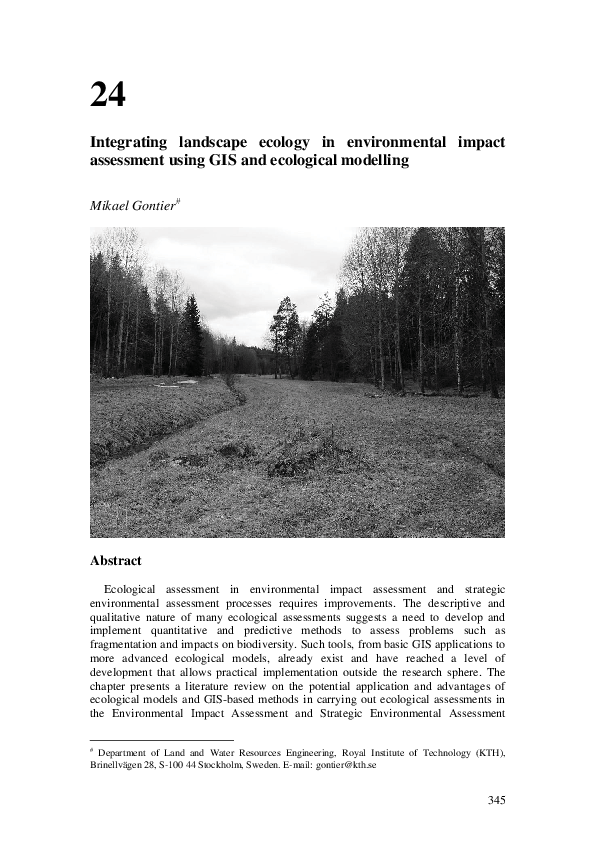 (PDF) Integrating landscape ecology in environmental impact assessment ...