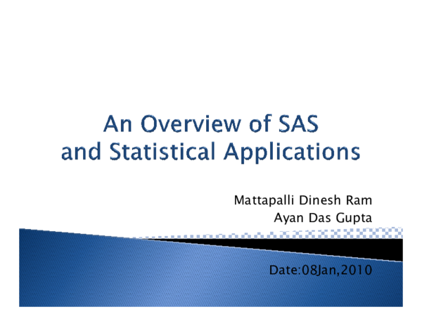 (PDF) An Overview of SAS and Statistical Applications