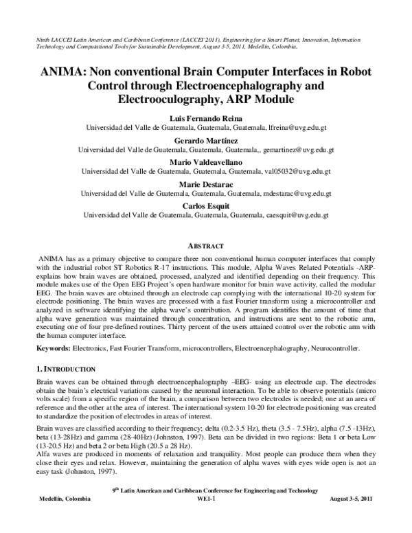 (PDF) ANIMA: Non-conventional Brain-Computer Interfaces in Robot ...