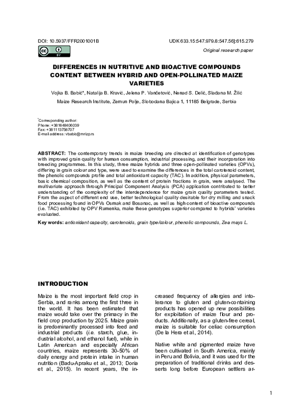 (PDF) Differences in nutritive and bioactive compounds content between ...