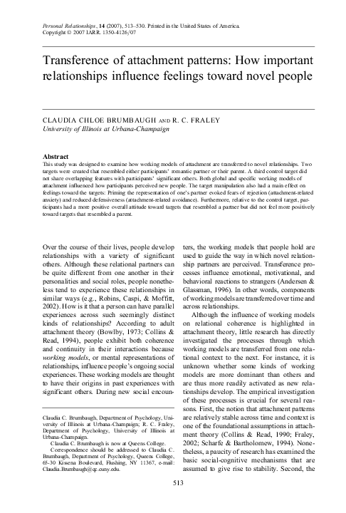 (PDF) The transference of attachment patterns: How parental and ...