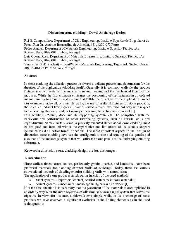 (PDF) Dimension stone cladding design - An Overview