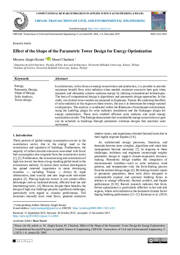 (PDF) Effect of the Shape of the Parametric Tower Design for Energy ...