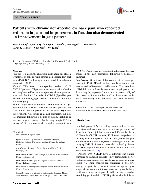 (PDF) Patients with chronic non-specific low back pain who reported ...