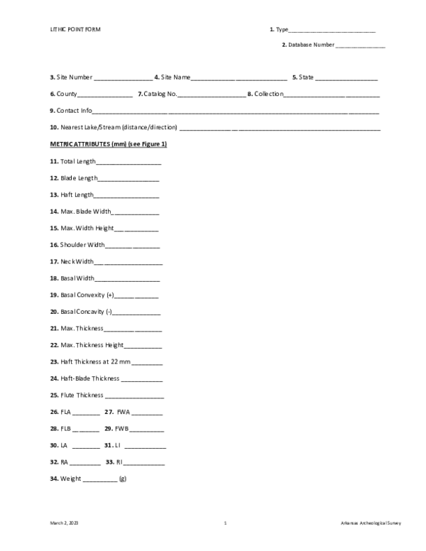 (PDF) Lithic Point Recording: Orienting and Visual Attribute recording