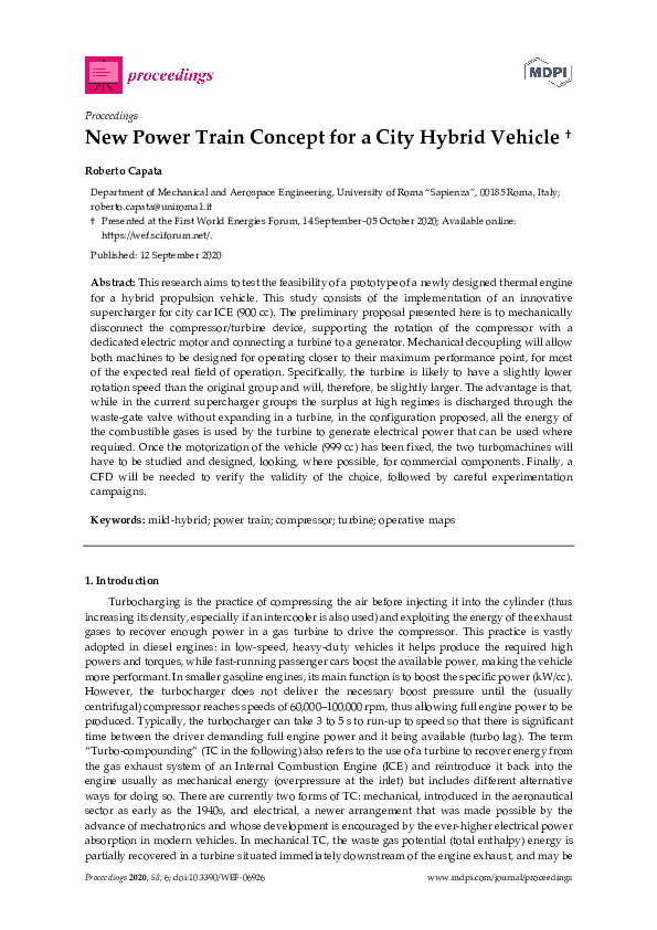 (PDF) New Power Train Concept for a City Hybrid Vehicle