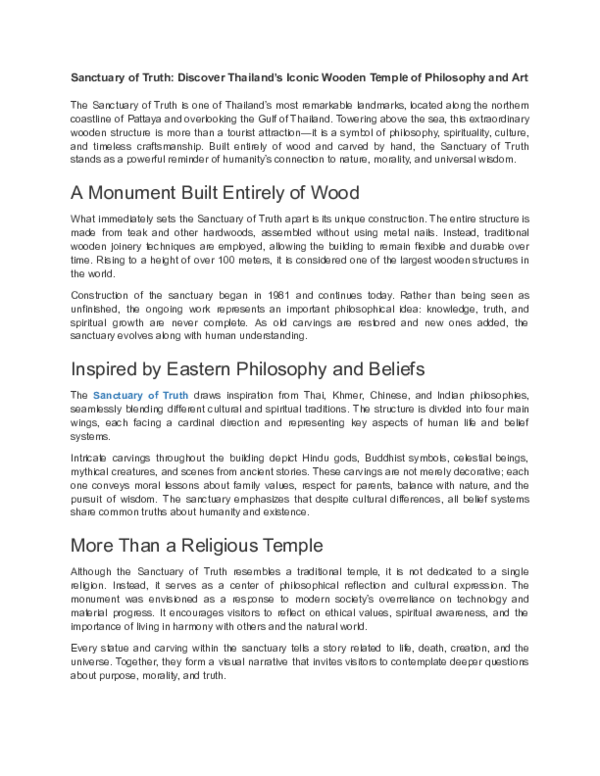 (PDF) Sanctuary of Truth: Discover Thailand's Iconic Wooden Temple of ...