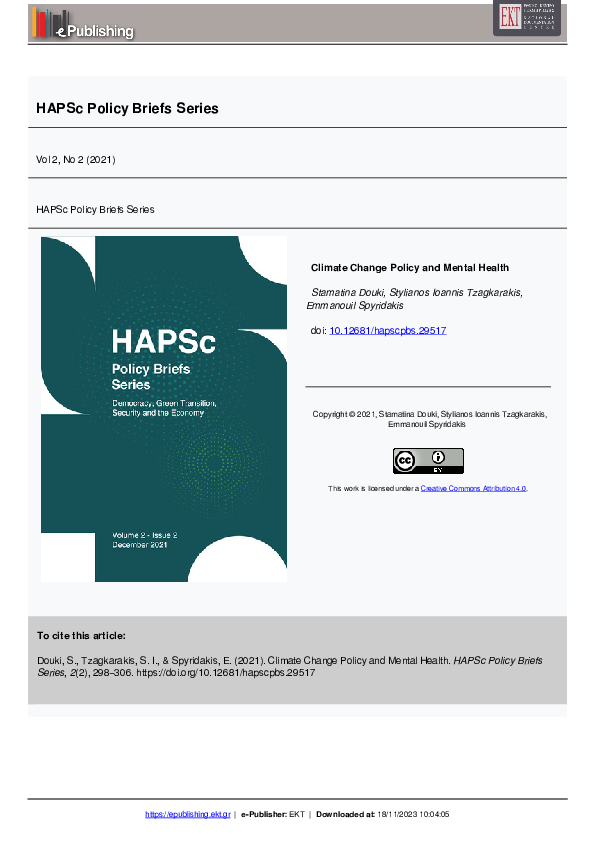 (PDF) Climate Change Policy and Mental Health