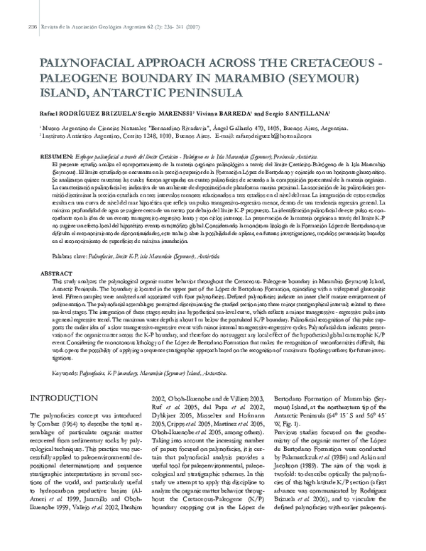(PDF) Enfoque palinofacial a través del límite Cretácico-Paleógeno en ...