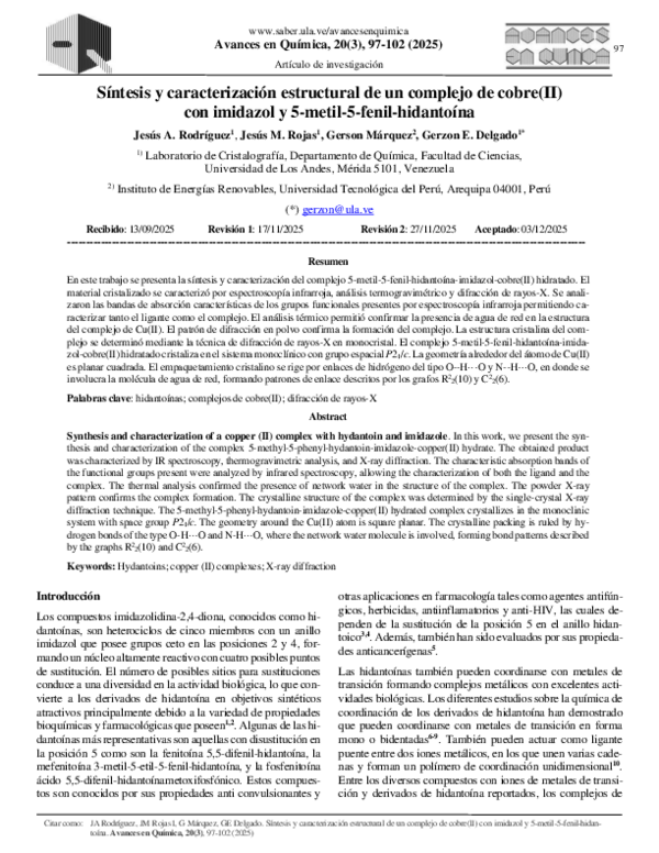 (PDF) Síntesis y caracterización estructural de un complejo de cobre(II ...