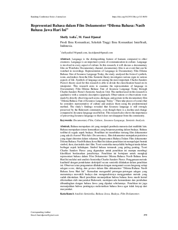 (PDF) Representasi Bahasa dalam Film Dokumenter “Dilema Bahasa: Nasib ...