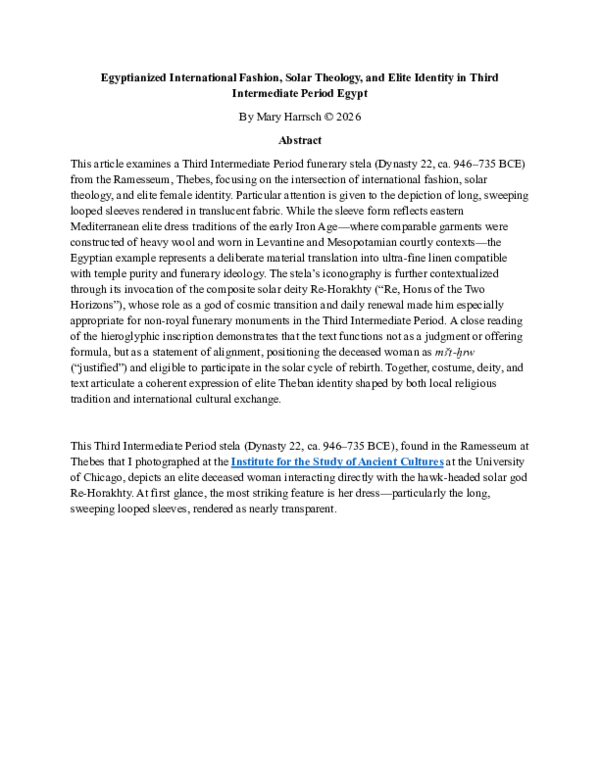(PDF) Egyptianized International Fashion, Solar Theology, and Elite ...