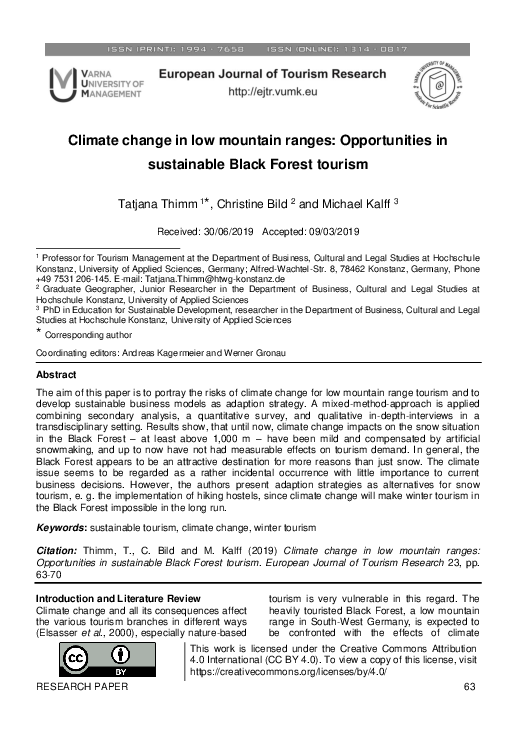 (PDF) Climate change in low mountain ranges: Opportunities in ...