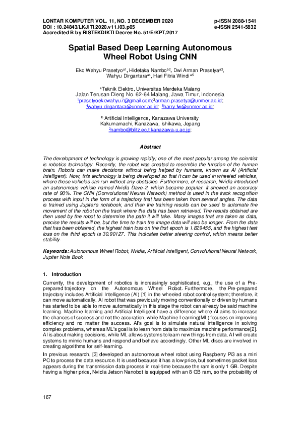 (PDF) Spatial Based Deep Learning Autonomous Wheel Robot Using CNN