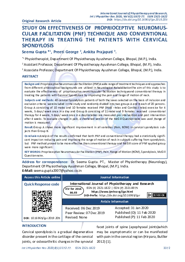 (PDF) Study on Effectiveness of Proprioceptive Neuromuscular ...