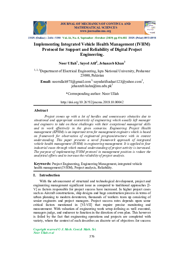 (PDF) Implementing Integrated Vehicle Health Management (IVHM) Protocol ...