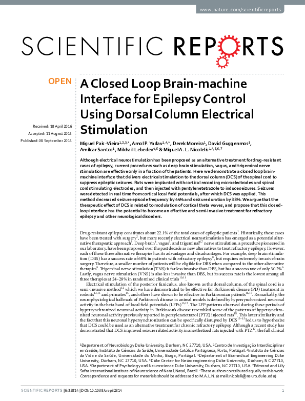 (PDF) A Closed Loop Brain-machine Interface for Epilepsy Control Using ...