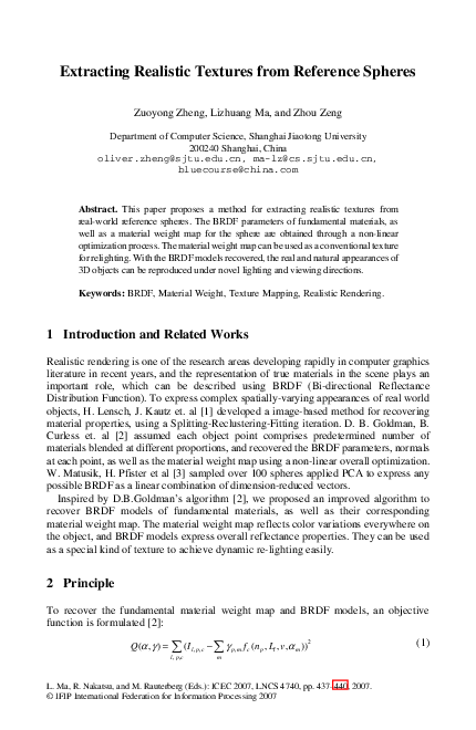 (PDF) Extracting Realistic Textures from Reference Spheres