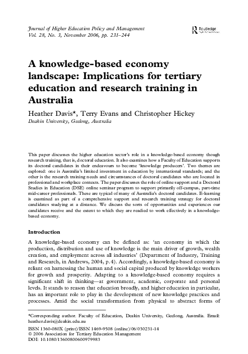 (PDF) A knowledge economy landscape: implications for tertiary ...