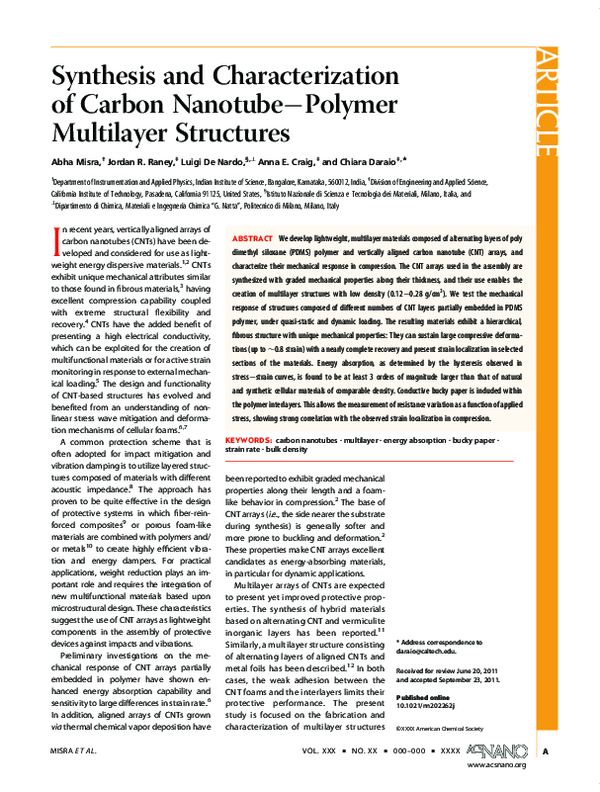 (PDF) Synthesis and Characterization of Carbon Nanotube???Polymer Multilayer Structures