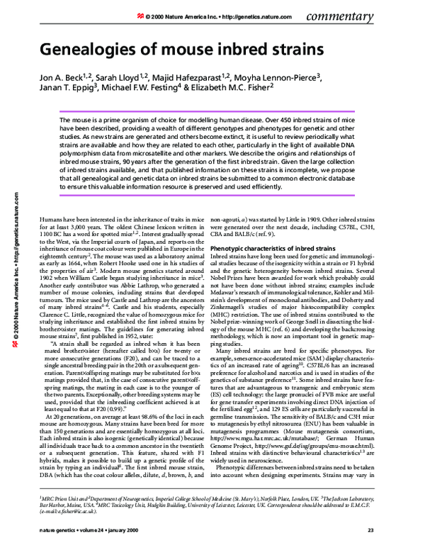 (PDF) Genealogies of mouse inbred strains