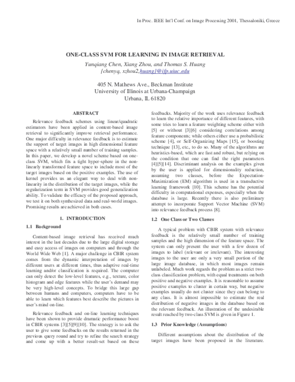(PDF) One-class SVM for learning in image retrieval