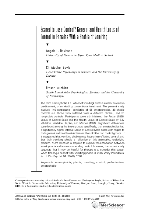 (PDF) Scared to lose control? General and health locus of control in ...