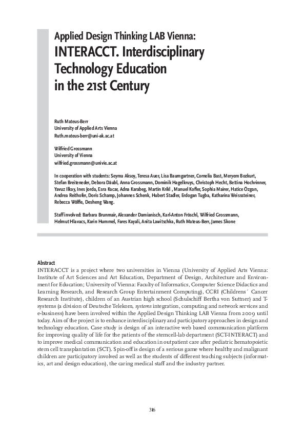 (PDF) Applied Design Thinking LAB Vienna: INTERACCT. Interdisciplinary ...