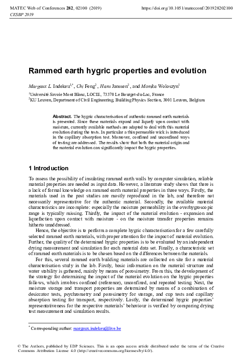 (PDF) Rammed earth hygric properties and evolution