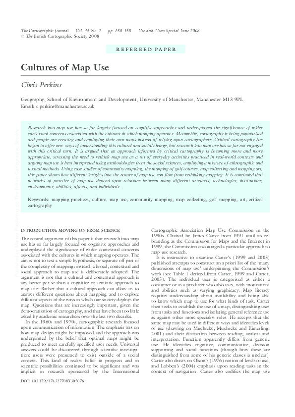 (PDF) Cultures of map use