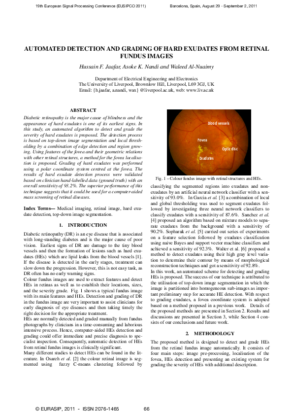 (PDF) Automated Detection And Grading Of Hard Exudates From Retinal ...
