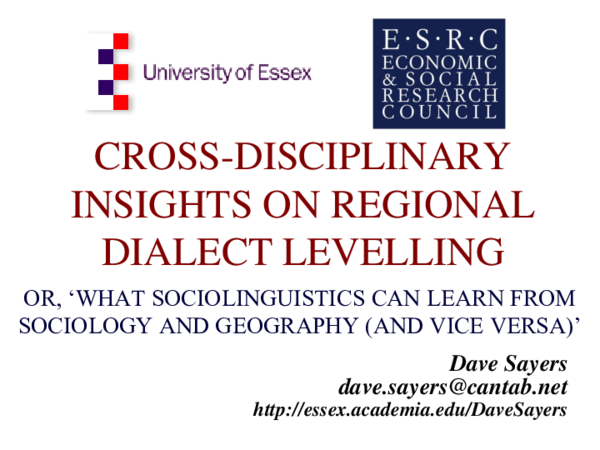 (PPT) ‘Cross-Disciplinary Insights on Regional Dialect Levelling: Or ...