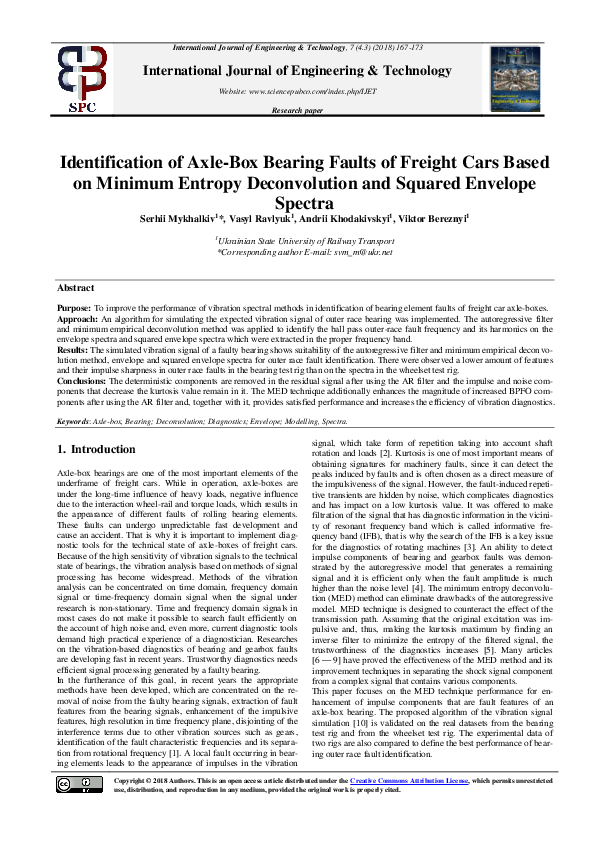 (PDF) Identification of Axle-Box Bearing Faults of Freight Cars Based ...