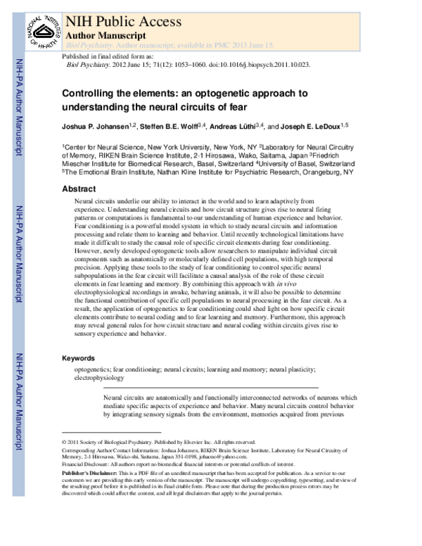(PDF) Controlling the Elements: An Optogenetic Approach to ...