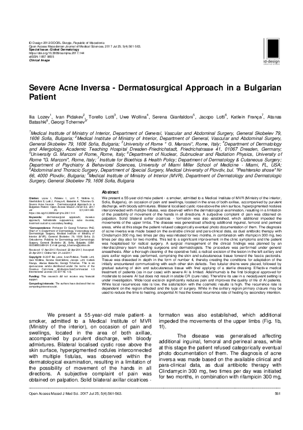 (PDF) Severe Acne Inversa - Dermatosurgical Approach in a Bulgarian Patient