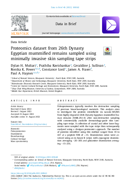 (PDF) Proteomics dataset from 26th Dynasty Egyptian mummified remains ...