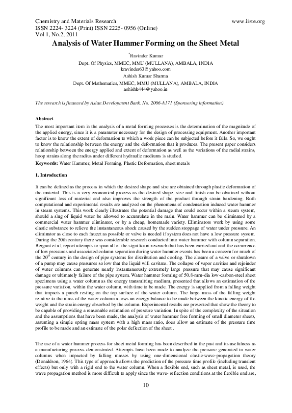(PDF) 11.Analysis of Water Hammer Forming on the Sheet Metal