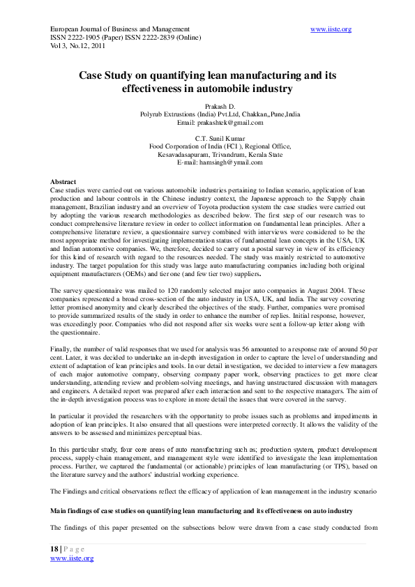 (PDF) 11.Case study of manufacturing