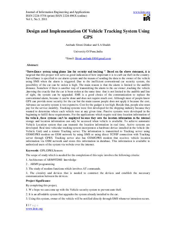 (PDF) 11.Design And Implementation of Vehicle Tracking System Using GPS