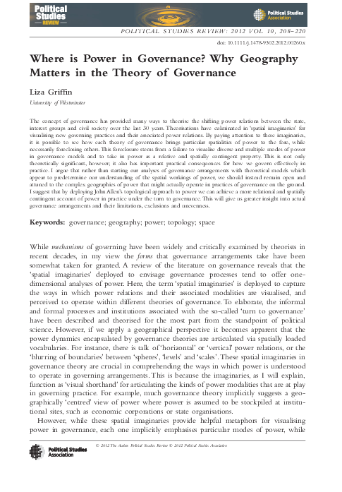 (PDF) Where is power in governance?